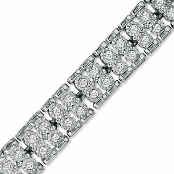 2 Ct T W Diamond Double Row Tennis Bracelet In Sterling Silver 7 5