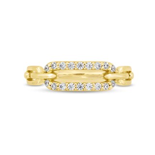1/6 CT. T.W. Diamond Rectangle Chain Link Ring in 10K Gold | Zales