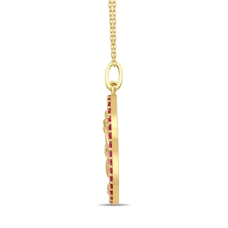 Lab-Created Ruby Saint Christopher Medal Oval Pendant in 10K Gold | Zales