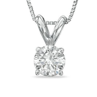1/2 CT. Diamond Solitaire Pendant in 14K White Gold | Zales