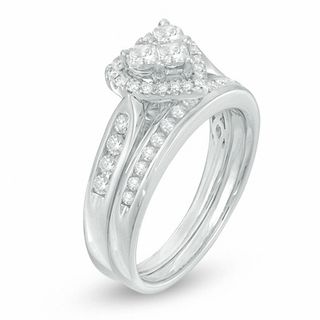 3/4 CT. T.W. Diamond Heart Bridal Set in 14K White Gold | Zales