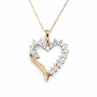 1/4 CT. T.W. Diamond Shadow Heart Pendant in 10K Gold | Zales