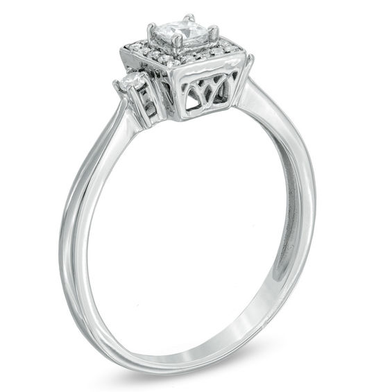 Zales 1 4 CT. T.w. Princess Cut Diamond Frame Promise Ring in 10K White Gold Westland Mall
