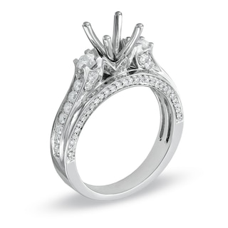 3/4 CT. T.W. Diamond Three Stone Semi-Mount in 14K White Gold | Zales