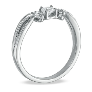 1/5 CT. T.W. Diamond Ribbon Promise Ring in 10K White Gold | Zales