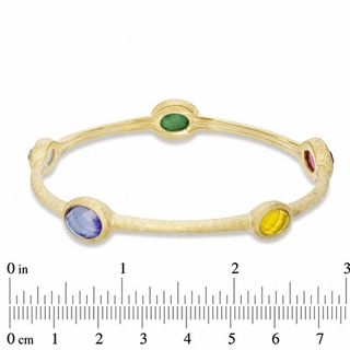 Multi-Gemstone Bangle in Sterling Silver with 18K Gold Plate - 8.0" | Zales