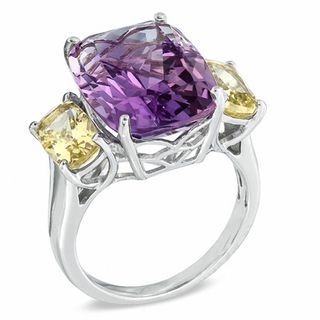 Cushion-Cut Amethyst and Lima Quartz Ring in Sterling Silver | Zales