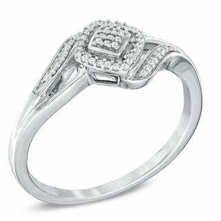1/10 CT. T.W. Diamond Square Cluster Ring in Sterling Silver | Zales