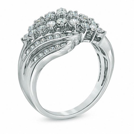 1 CT. T.W. Diamond Waterfall Ring in 10K White Gold | Diamond Rings ...