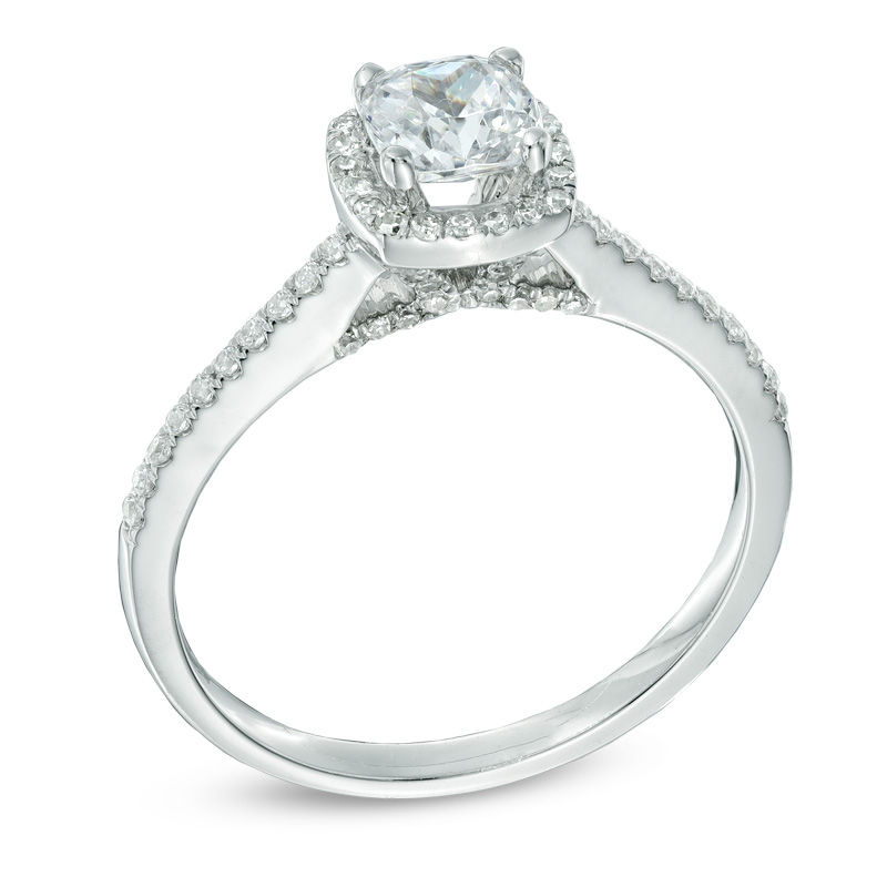 Cushion Cut Halo Engagement Rings Side View