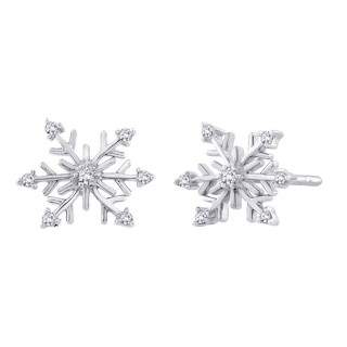 1/10 CT. T.W. Diamond Snowflake Stud Earrings in Sterling Silver | Zales