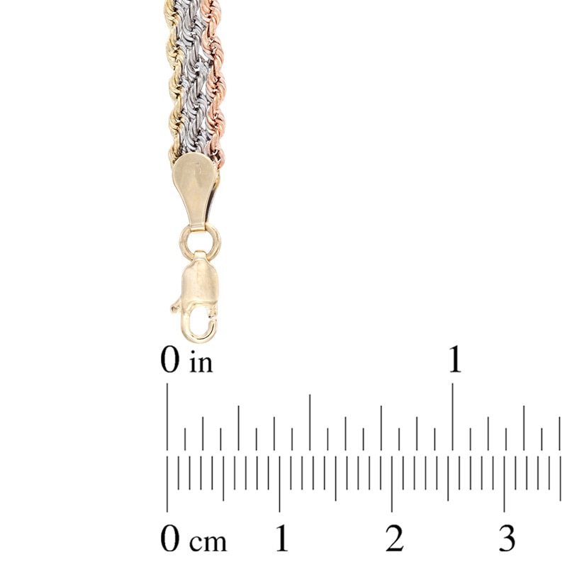 Triple Rope Chain Bracelet in 10K Tri-Tone Gold - 7.5" | Zales