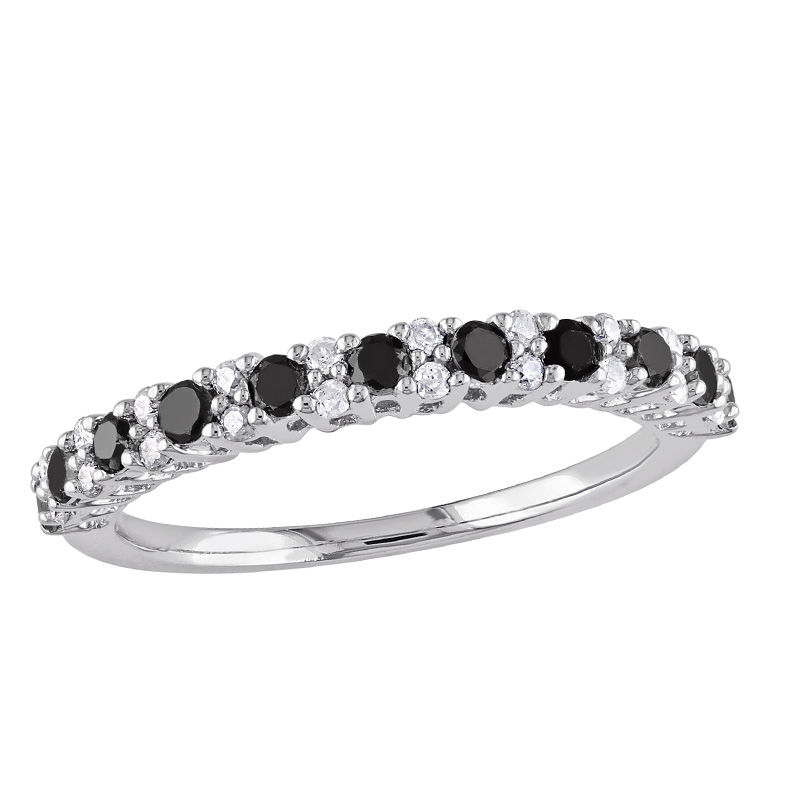 1 2 CT. T.W. Enhanced Black and White Diamond Anniversary Band in Sterling Silver Zales