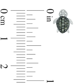 1/6 CT. T.W. Enhanced Green and White Diamond Turtle Stud Earrings in ...