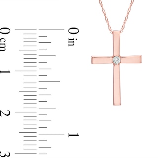 Diamond Accent Solitaire Cross Pendant in 10K Rose Gold | Zales