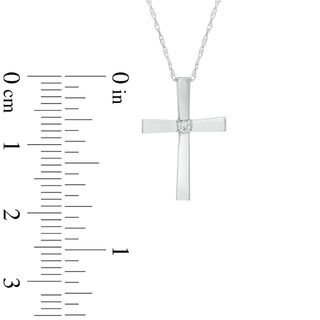 Diamond Accent Solitaire Cross Pendant in 10K White Gold | Zales