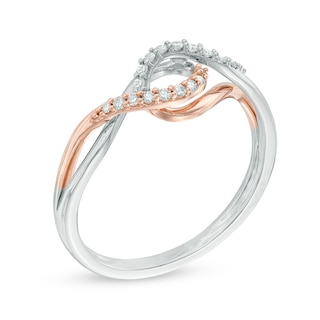 1/10 CT. T.W. Diamond Interlocking Loop Ring in 10K Two-Tone Gold | Zales