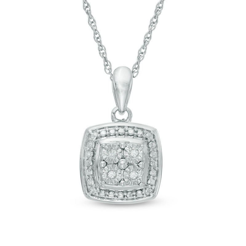 Square pendant necklace silver store