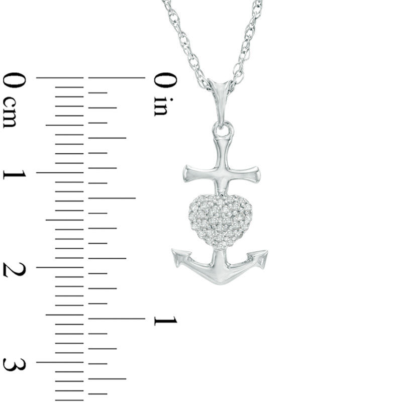 1 10 CT. T.W. Diamond Heart Anchor Pendant in Sterling Silver Zales