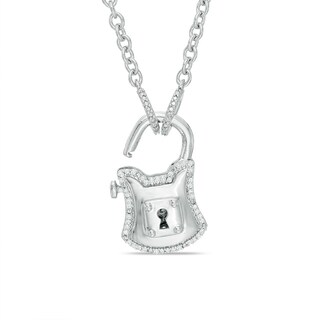Forever Locking Love™ 1/10 CT. T.W. Diamond Lock Necklace in Sterling ...