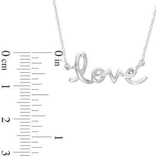 "LOVE" Script Necklace in 10K White Gold | Zales