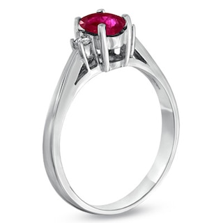 Oval Ruby and Diamond Accent Ring in 14K White Gold | Zales
