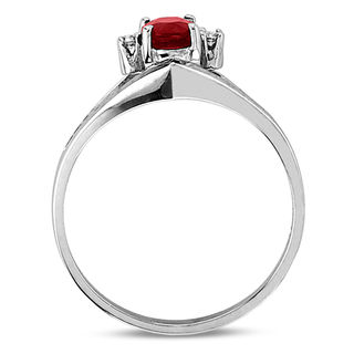 Oval Ruby and Diamond Accent Split Shank Ring in 14K White Gold | Zales