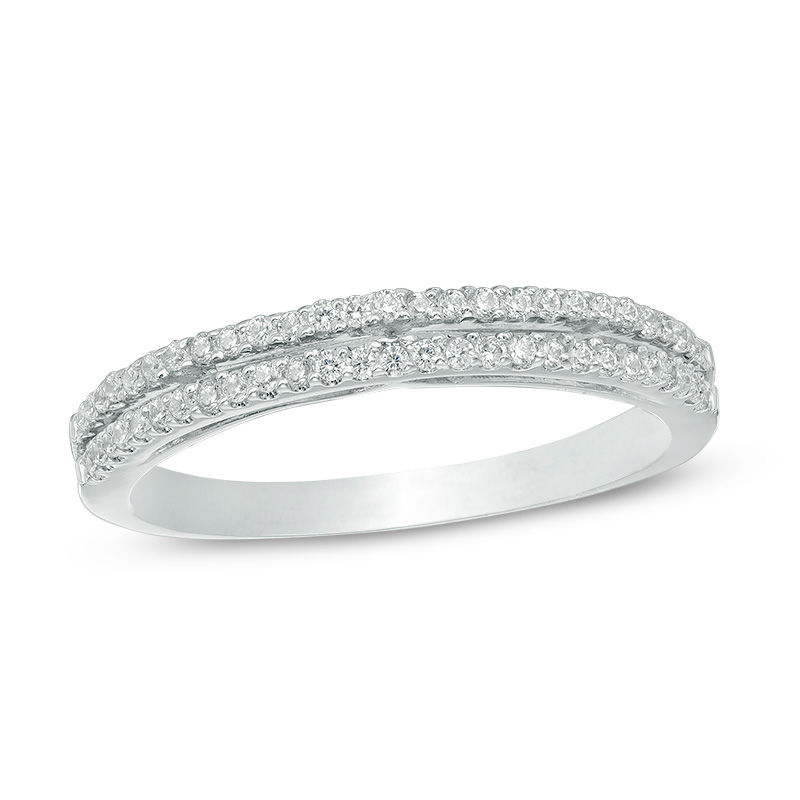 Zales 1 10 ct. T.W. Diamond Two Row Anniversary Band in Sterling Silver