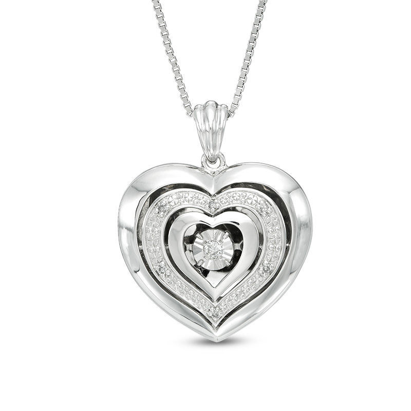 1 20 CT. T.W. Diamond Triple Heart Locket in Sterling Silver Zales