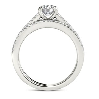 1 CT. T.W. Diamond Split Shank Bridal Set in 14K White Gold | Zales