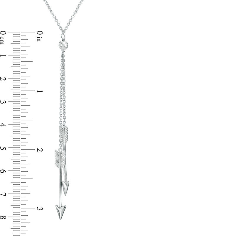 Zales Double Arrow Lariat Necklace in Sterling Silver