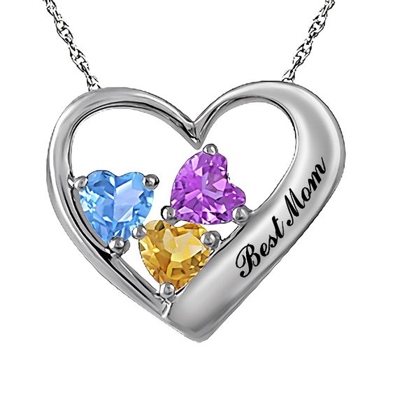 Kay color stone family heart necklace store