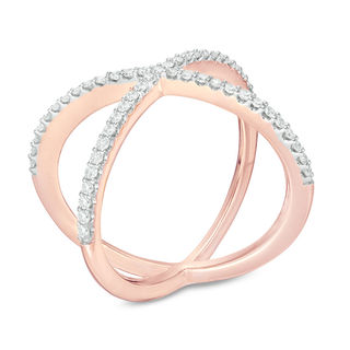 1/3 CT. T.W. Diamond Orbit Ring in 10K Rose Gold | Zales