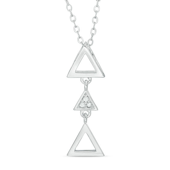 Diamond Accent Triple Triangle Pendant in 10K White Gold | Online ...