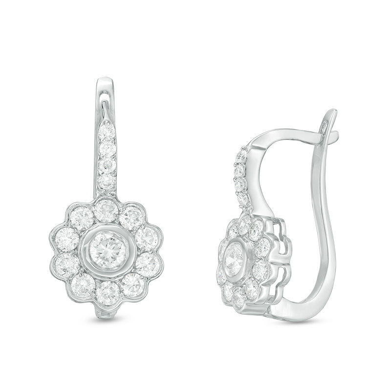 Diamond flower drop earrings store