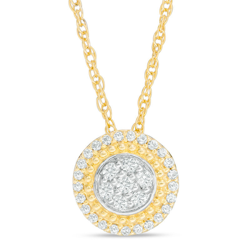 1/5 CT. T.W. Multi-Diamond Frame Pendant in 10K Gold | Zales