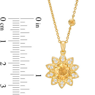 Citrine and White Sapphire Sunflower Pendant in 10K Gold | Zales