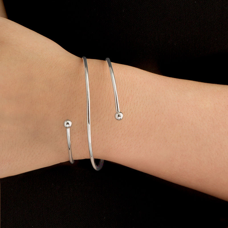 Double Ball Wrap Bangle in Sterling Silver - 8.0" | Zales