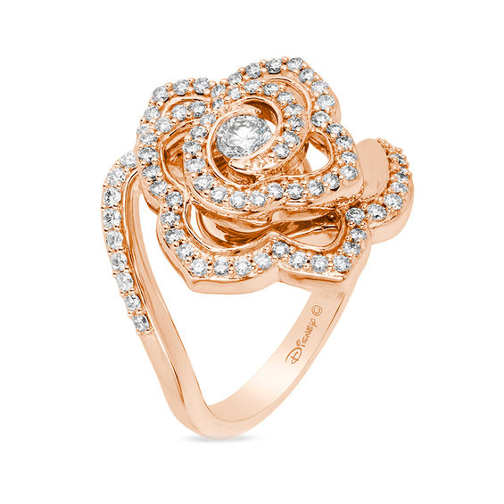 Enchanted Disney Belle Couture 5/8 CT. T.W. Diamond Rose Swirl Ring in ...
