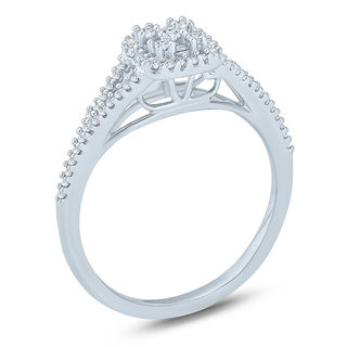 1/4 CT. T.W. Diamond Double Square Frame Promise Ring in 10K White Gold ...