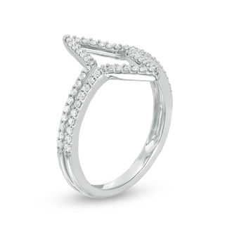 1/3 CT. T.W. Diamond Double Triangle Split Ring in 10K White Gold | Zales