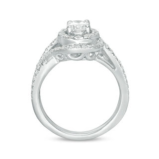 1-1/2 CT. T.W. Certified Oval Diamond Frame Bypass Swirl Engagement ...