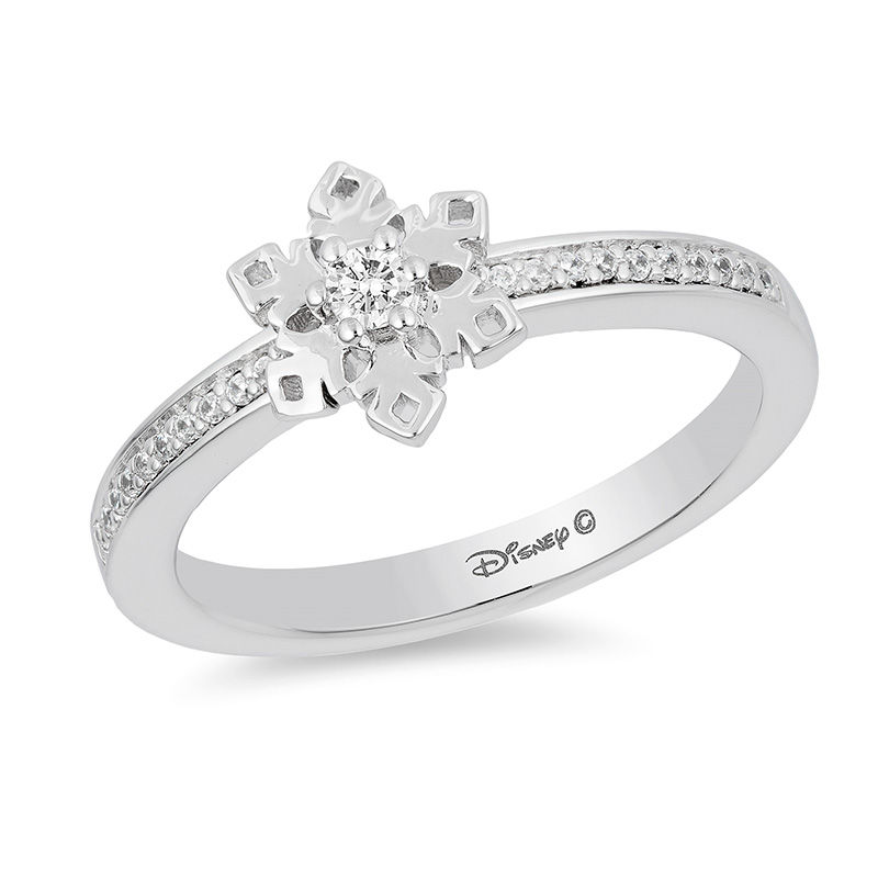 Enchanted Disney Elsa 1/10 CT. T.W. Diamond Snowflake Ring in Sterling ...