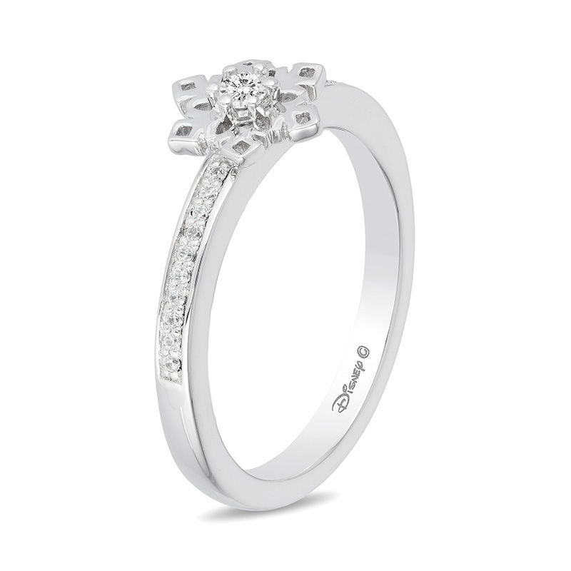 Enchanted Disney Elsa 1/10 CT. T.W. Diamond Snowflake Ring in Sterling ...