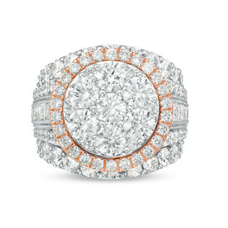 7 CT. T.W. Composite Diamond Frame Multi-Row Vintage-Style Engagement ...