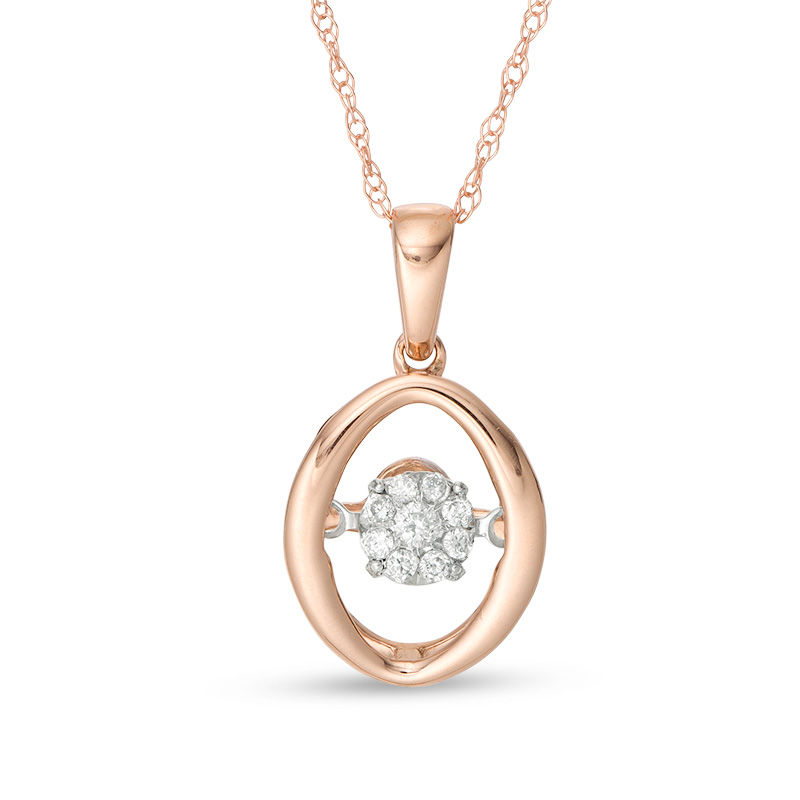 Zales 0.07 ct. T.W. Composite Diamond Oval Pendant in 10K Rose Gold