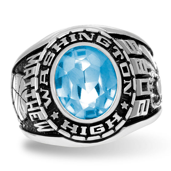 Mens Oval Birthstone High School Class Ring By Artcarved 1 Stone Zales
