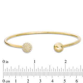 3/8 CT. T.W. Diamond and Polished Ball Open Bangle in 10K Gold - 7.5 ...