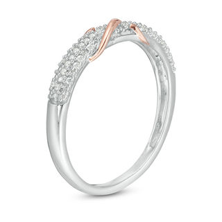 1/10 CT. T.W. Diamond "S" Overlay Ring in Sterling Silver and 10K Rose ...