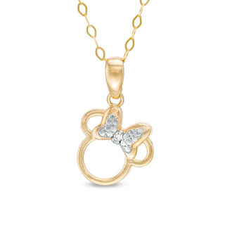 Child's Disney Twinkle Diamond Accent Tilted Minnie Mouse Pendant in ...
